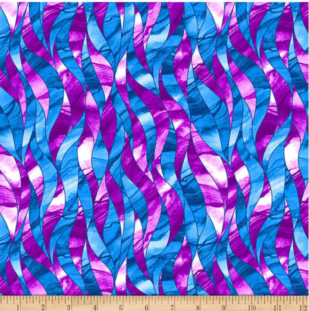 Blank Quilting Aziza WAVY Lines Blue Print 100% Cotton Quilt Fabric - Etsy