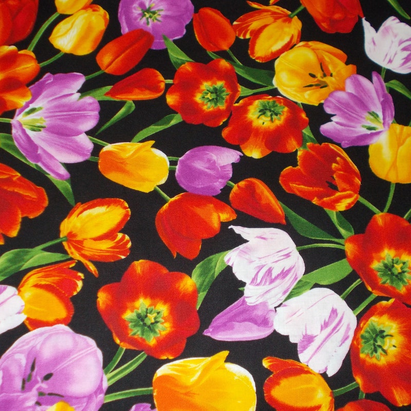 Tulip Print Fabric - Etsy