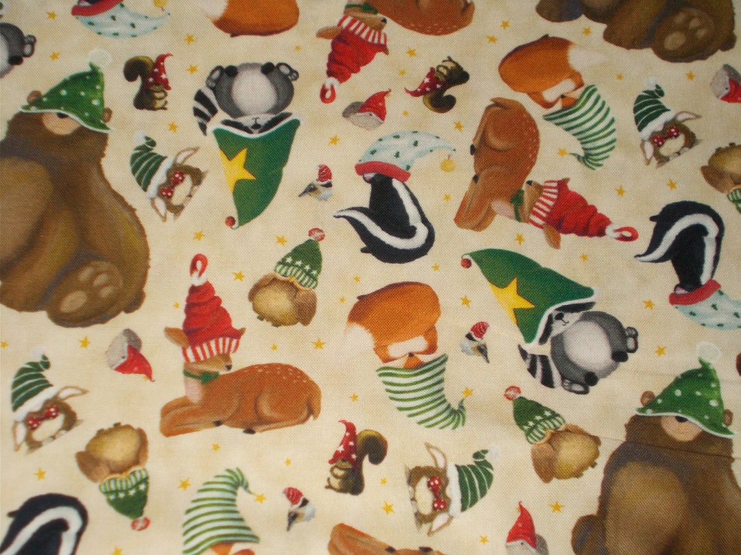 BTY Kaufman Gnomeland Critters on Natural Print 100% Cotton Quilt ...