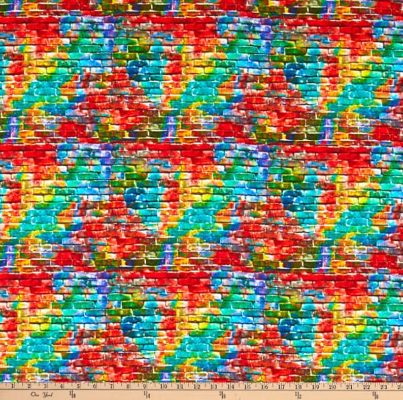 BTY 3 Wishes Colorful Digital Sip & Snip BRICK WALL Print 100% - Etsy