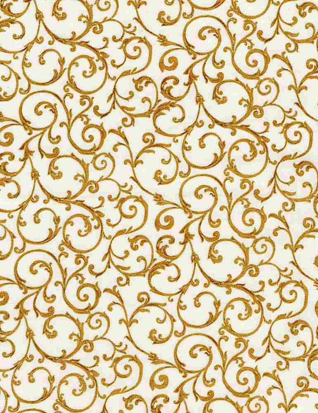 BTY Timeless Treasures Gold Metallic SCROLLS on Beige Print - Etsy