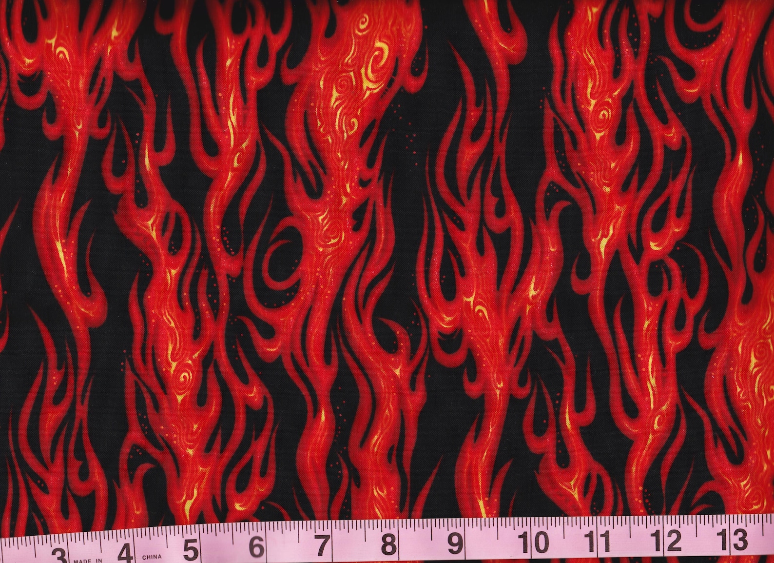 BLAZING FLAMES on Black 100% Cotton Quilt Crafting Fabric - Etsy