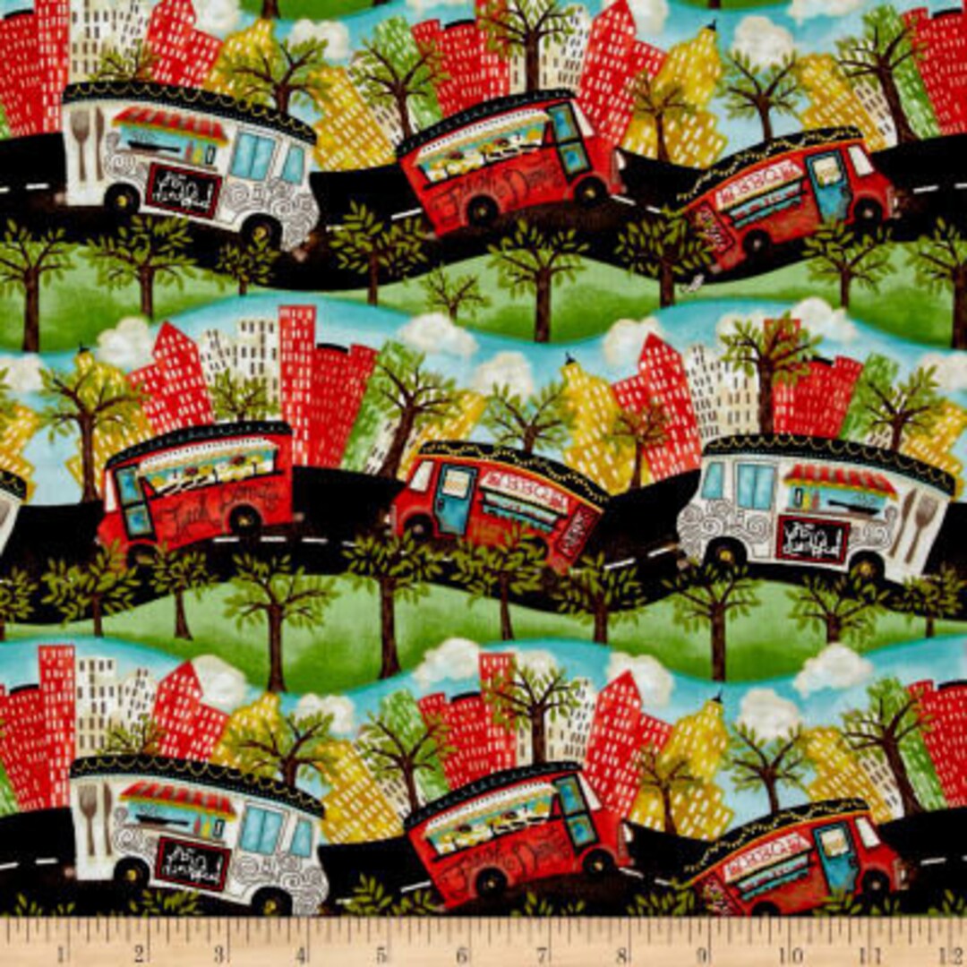 BTY Springs FOOD TRUCK Friday Print 100% Cotton Quilt Craft Fabric by ...