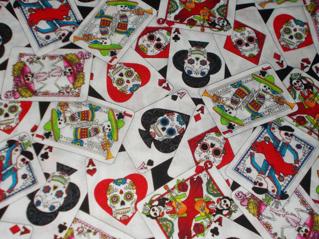 BTY Timeless Treasures Day of the Dead SUGAR SKULLS Playing Cards Print ...