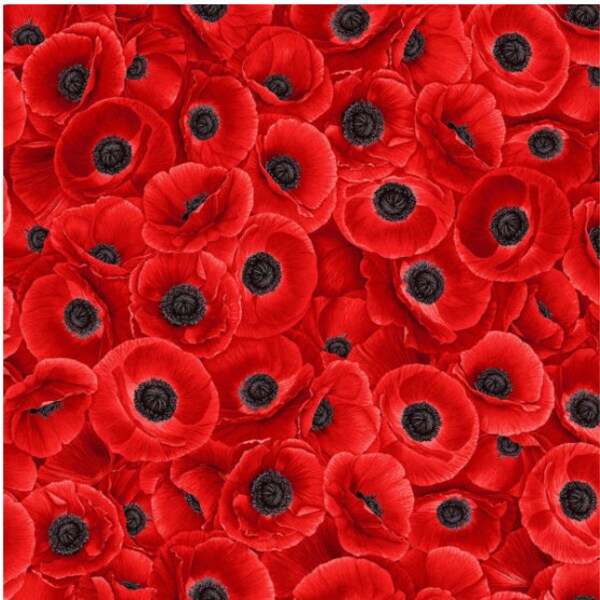 Red Poppies Fabric - Etsy