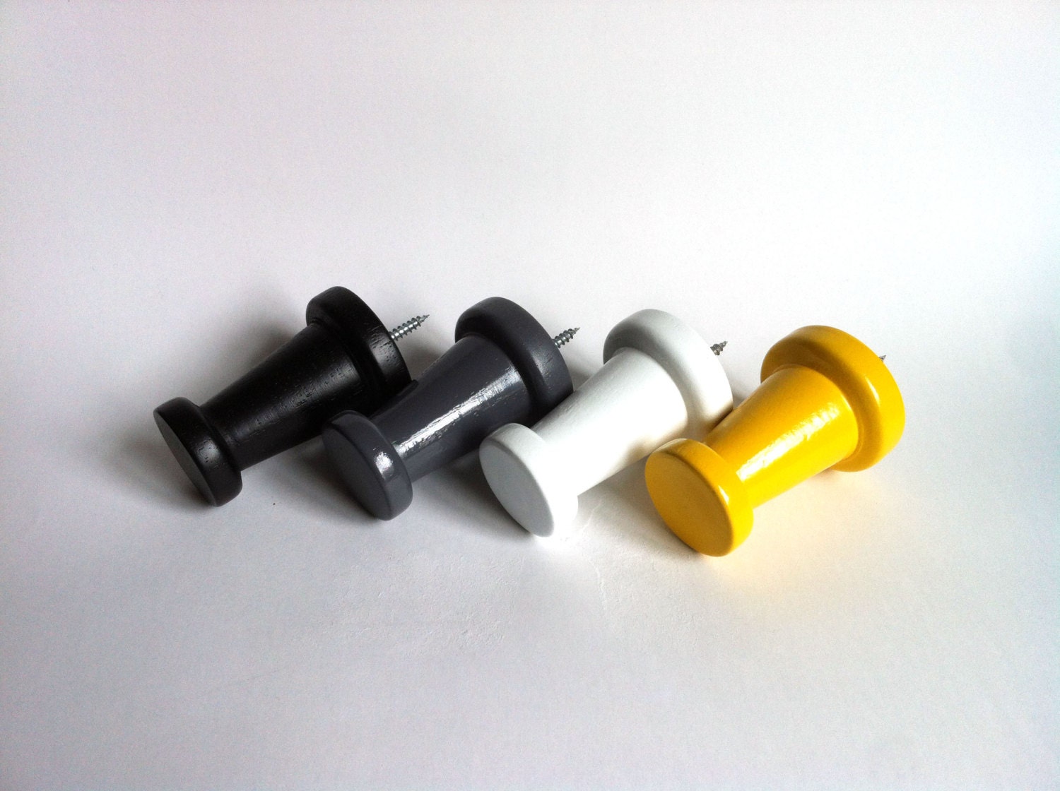 Set of 4 Wooden Hooks, Pin Hooks, Wooden Hook, Wooden Pin, Coat Hanger ...