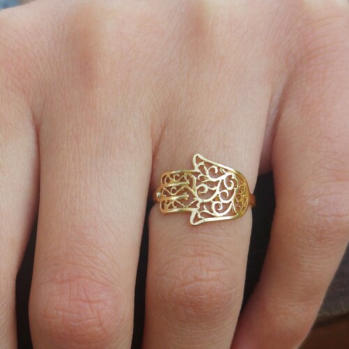 Hamsa Ring Gold Hamsa Ring small Surface Goldfilled Hamsa - Etsy Canada