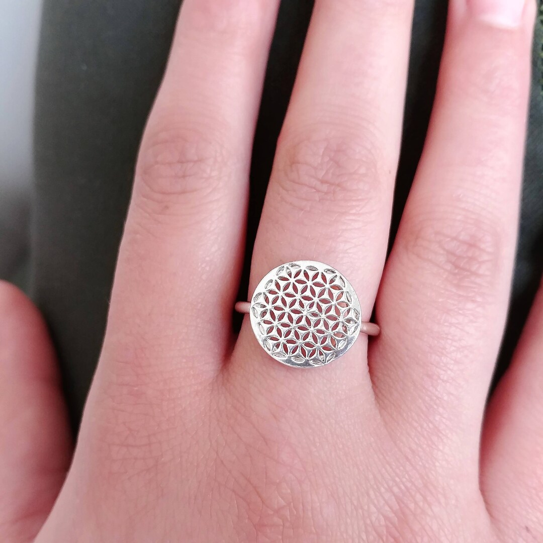Flower of Life Ring: Handmade Silver Sacred Geometry Jewelry - Etsy