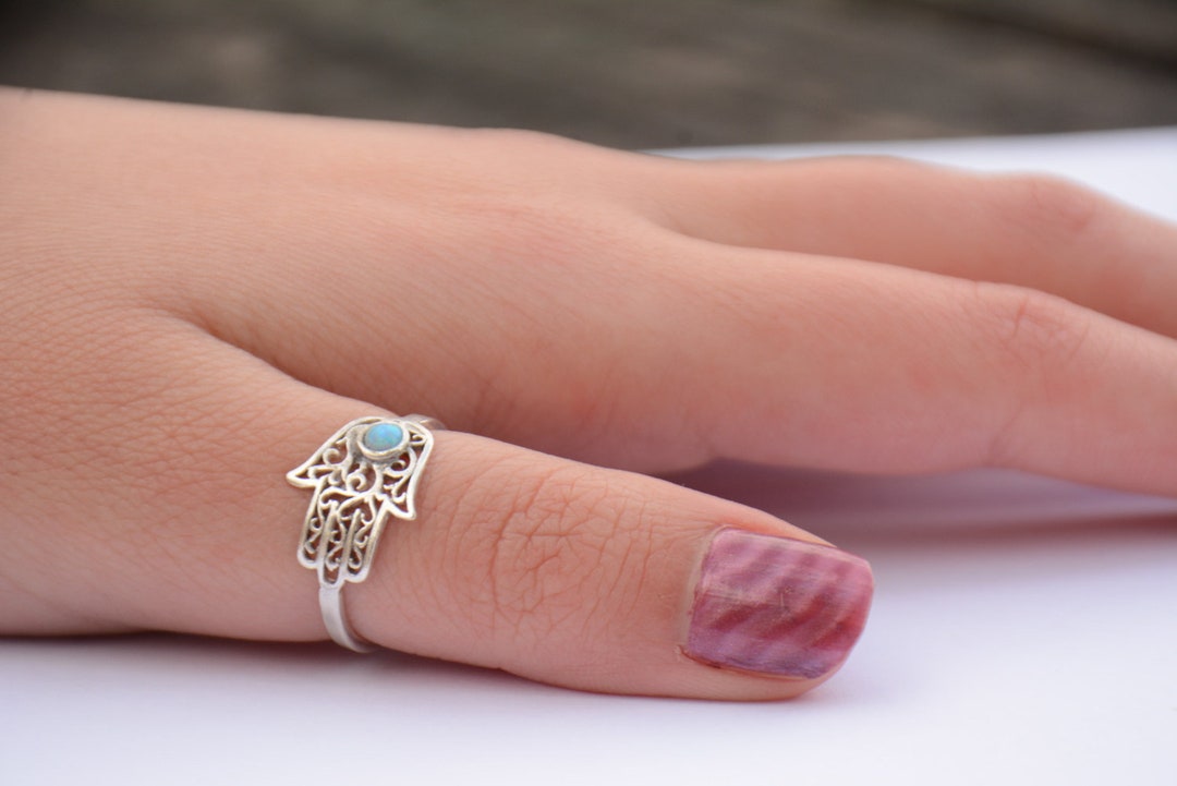 Hand of God Ring, Silver Opal Hamsa Ring - Etsy
