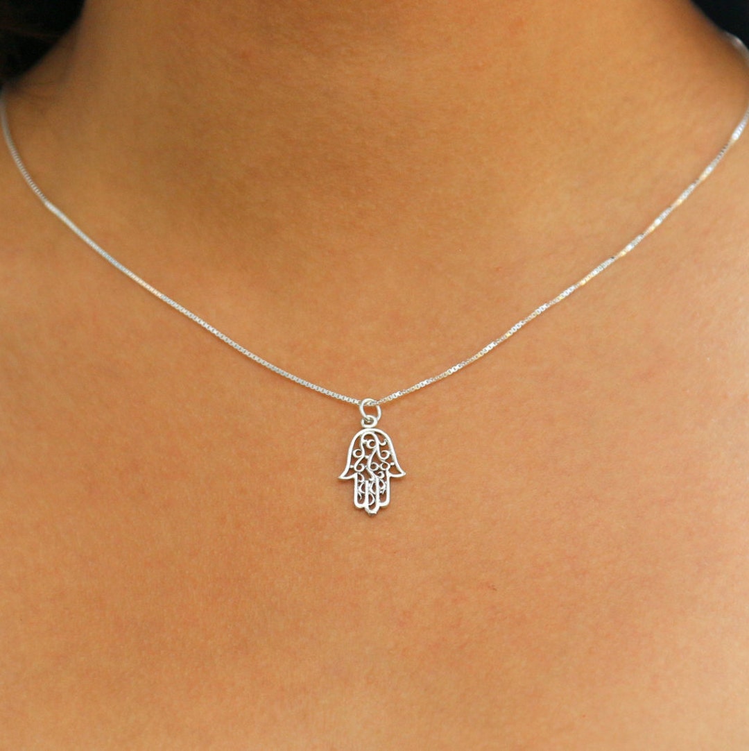 Silver Hamsa Necklace: Filigree Hand of God Pendant - Etsy