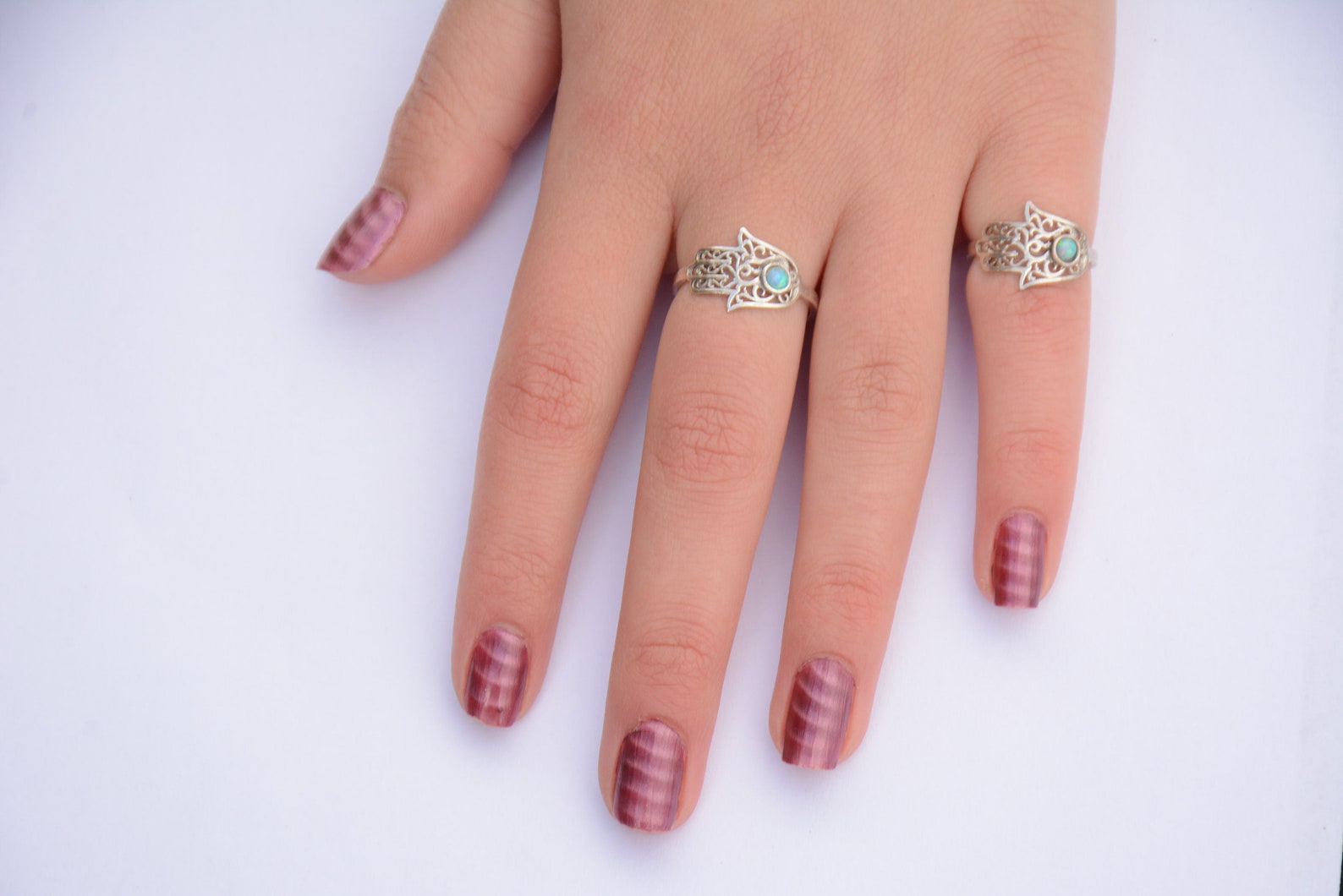 Hand of God Ring, Silver Opal Hamsa Ring - Etsy