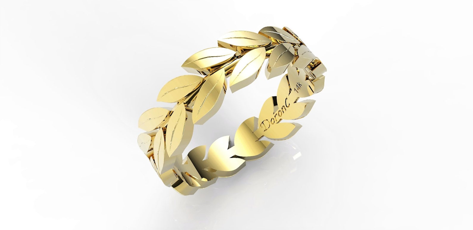 Leaves Ring Wedding Ring wedding Band 14K Yellow Gold - Etsy