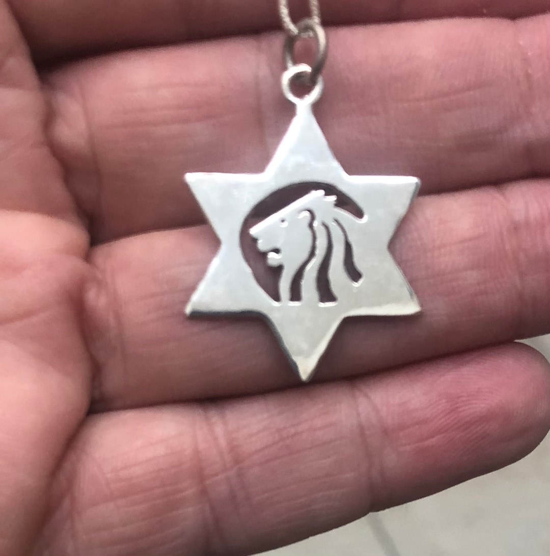 Star of David Necklace, Magen David Necklace, Lion of Judia Silver ...