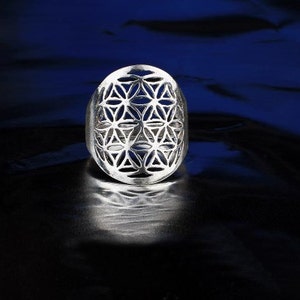 Flower of Life Ring, Silver Flower of Life Ring, Seed of Life Ring ...
