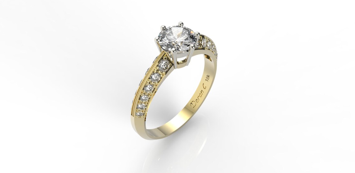 Engagement Ring 18K Gold With Diamond Engagement | Etsy