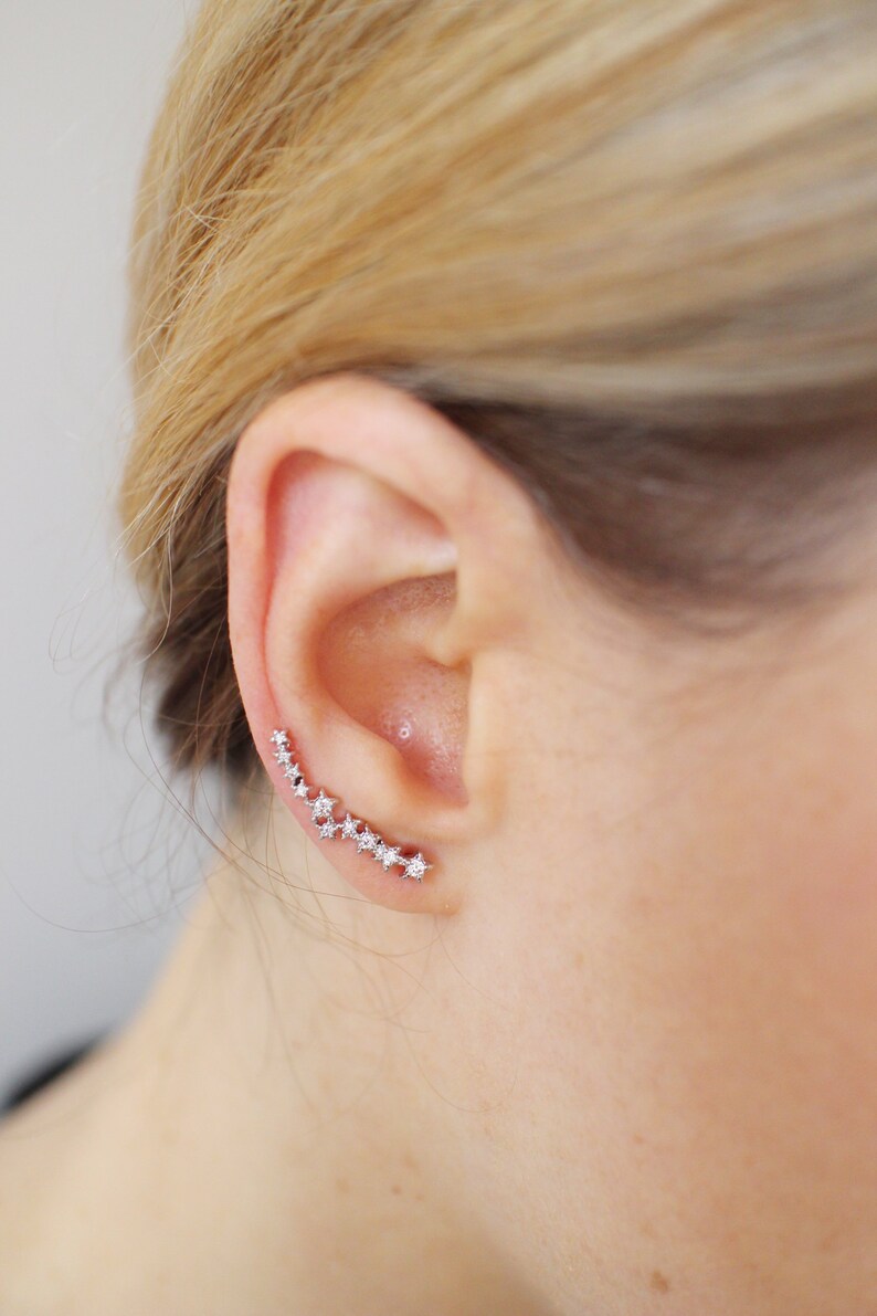 Ear Climbers, Crawlers - Silver Ear Sweeps, Star Ear Cuff, Vine Ear ...