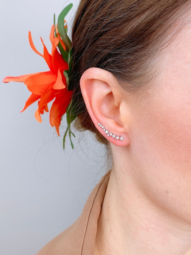 Ear Climbers, Crawlers - Silver Ear Sweeps, Star Ear Cuff, Vine Ear ...