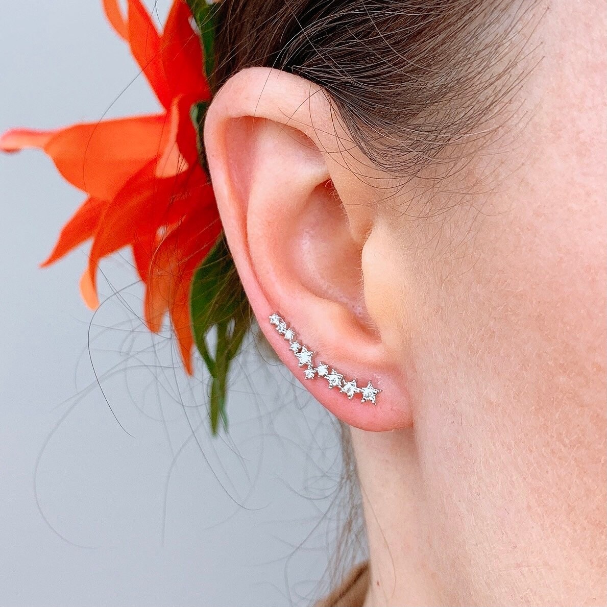 Ear Climbers, Crawlers - Silver Ear Sweeps, Star Ear Cuff, Vine Ear ...