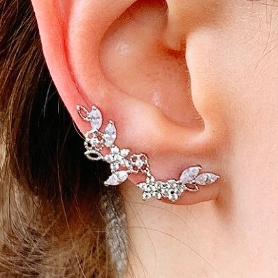 Ear Climbers, Crawlers - Silver Ear Sweeps, Star Ear Cuff, Vine Ear ...