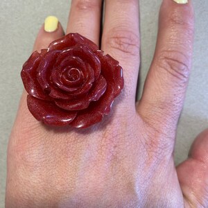 Rose Ring Huge Big Resin Rings 539-geometric Huge Flower Red Roses Big ...