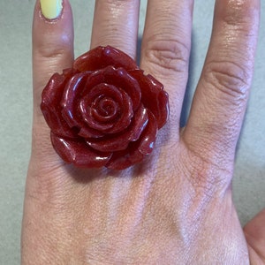 Rose Ring Huge Big Resin Rings 539-geometric Huge Flower Red Roses Big ...