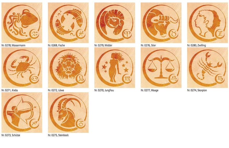 Stencil 12-er Set Sternzeichen - Etsy.de