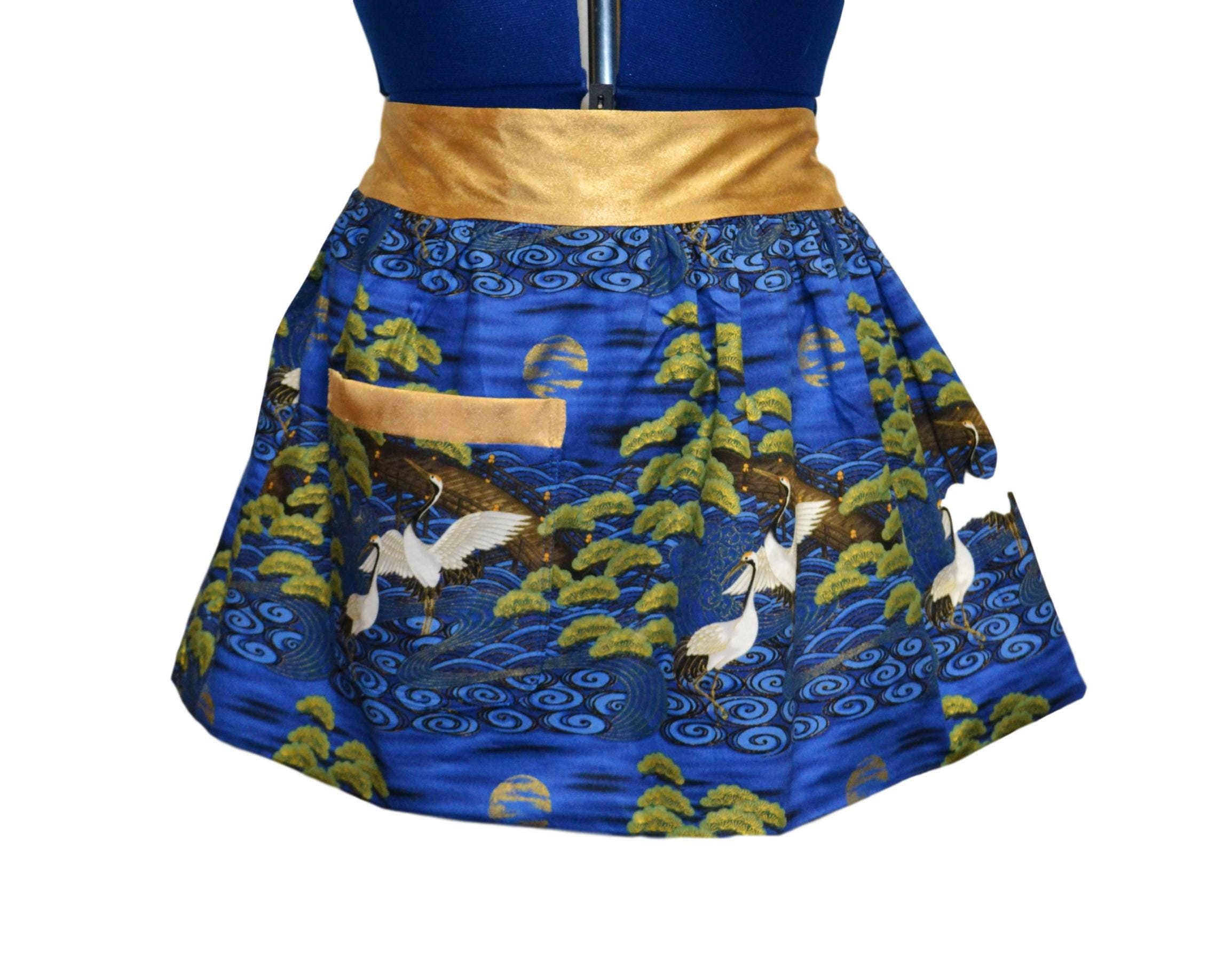 Plus Size White Cranes & Bonsai Landscape Half Apron Japanese - Etsy
