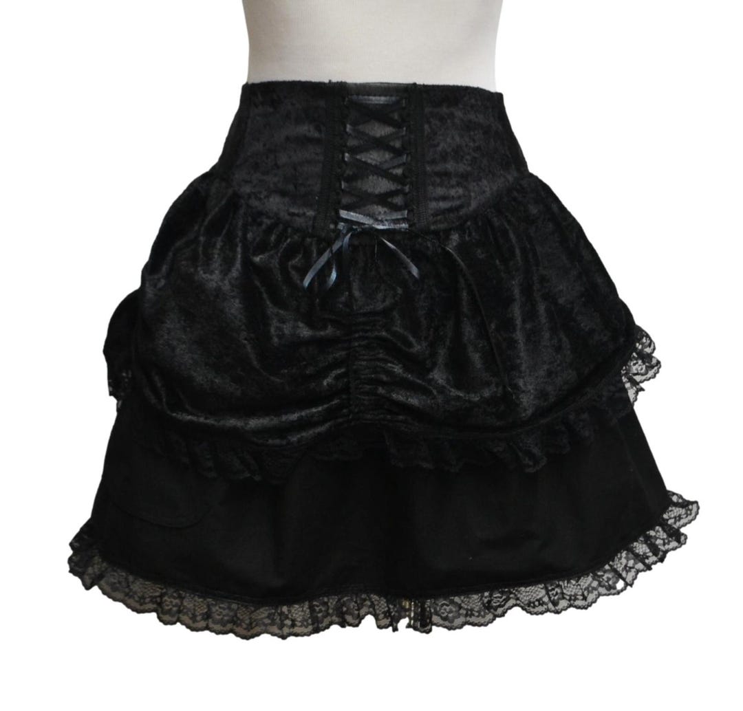 Gothic Blackhalf Apron With Black Lace and Black Velvet, Victorian ...