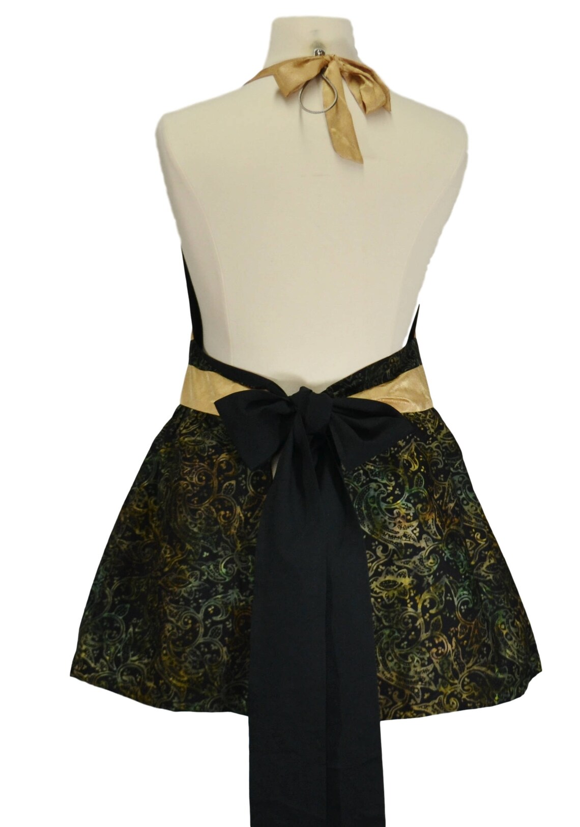 Plus Size Indonesian Batik Apron in Green and Gold With Gold Jacquard ...