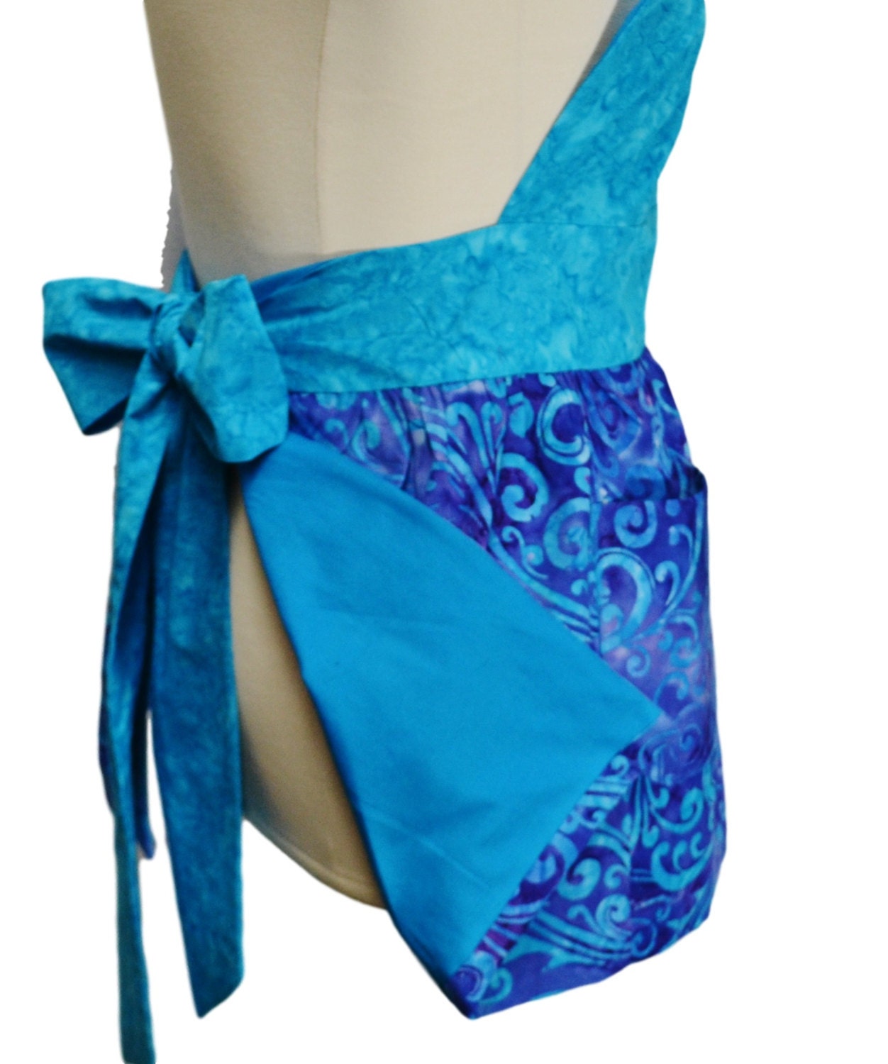 Petite Plus Size Turquoise Swirl Batik Apron Turquoise and - Etsy