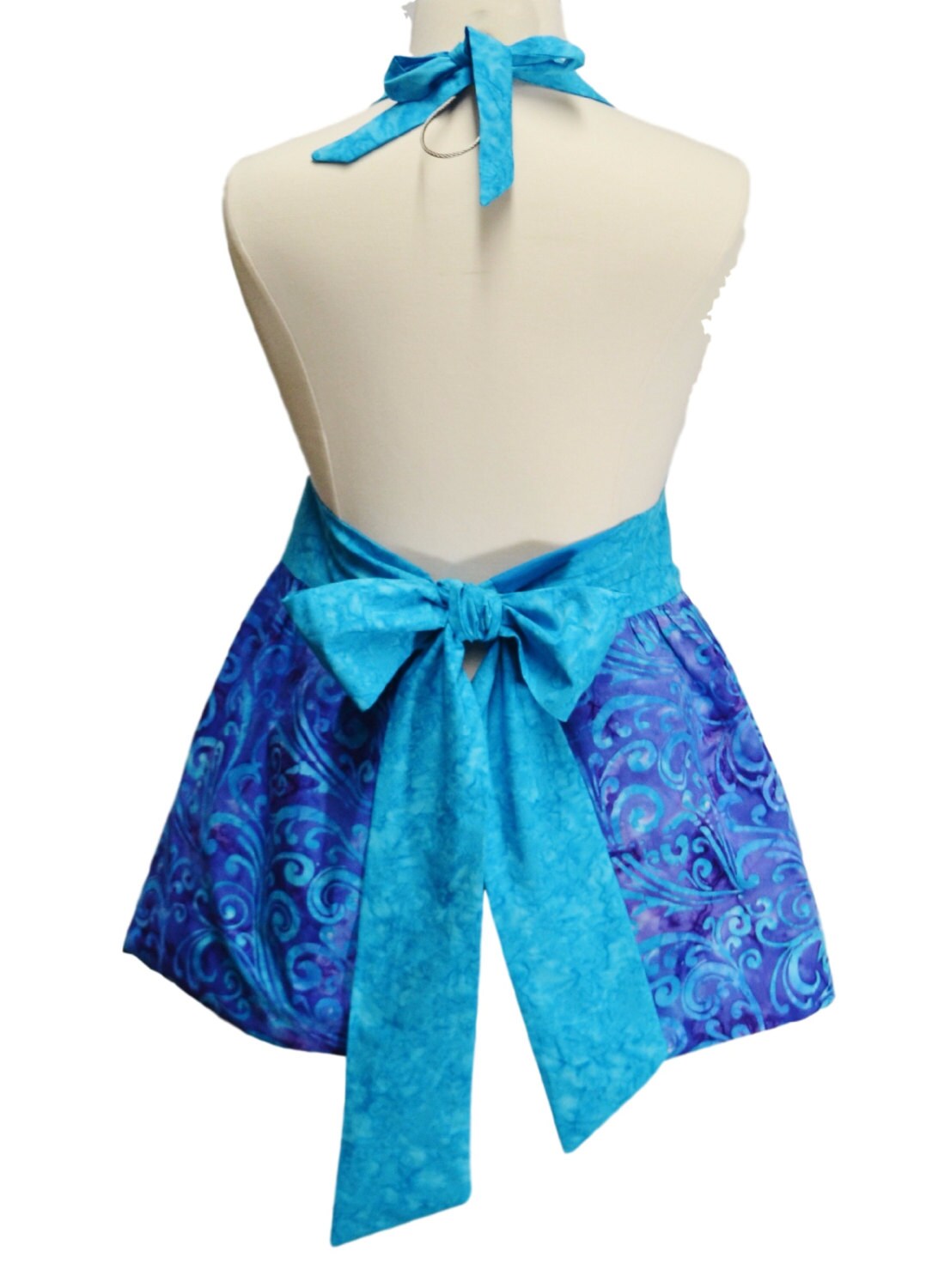 Petite Plus Size Turquoise Swirl Batik Apron, Turquoise and Purple ...