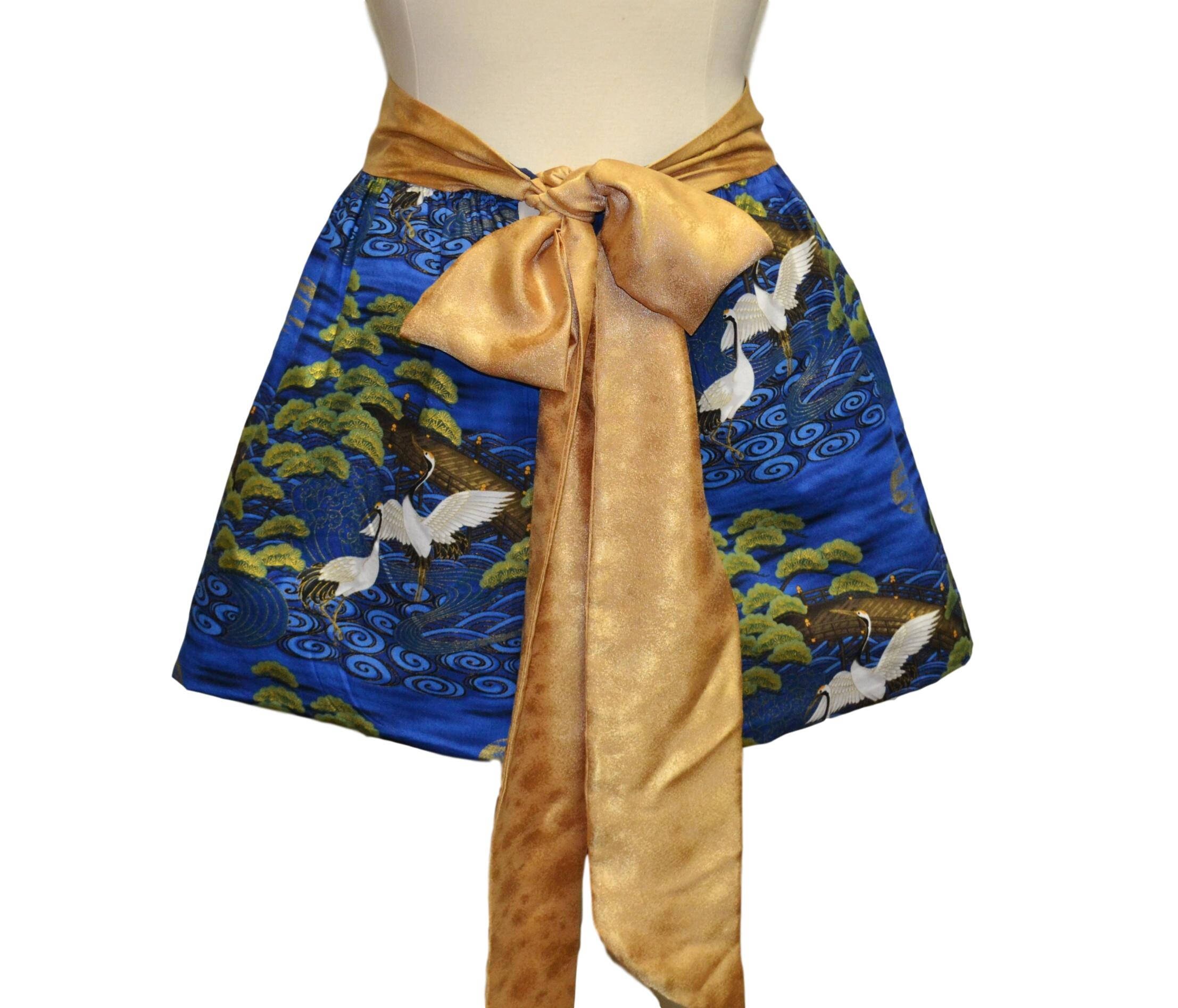 Plus Size White Cranes & Bonsai Landscape Half Apron Japanese - Etsy
