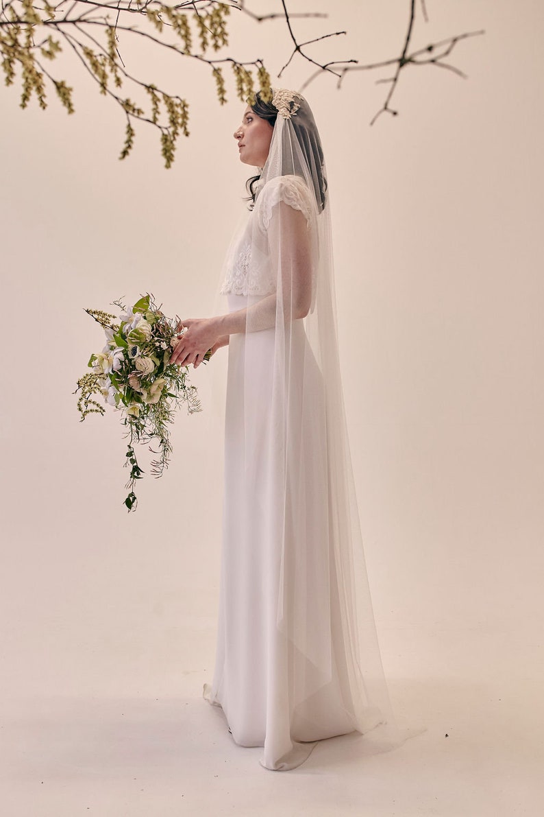 ARCADIA VINTAGE VEIL Juliette Cap Veil Champagne Veil - Etsy