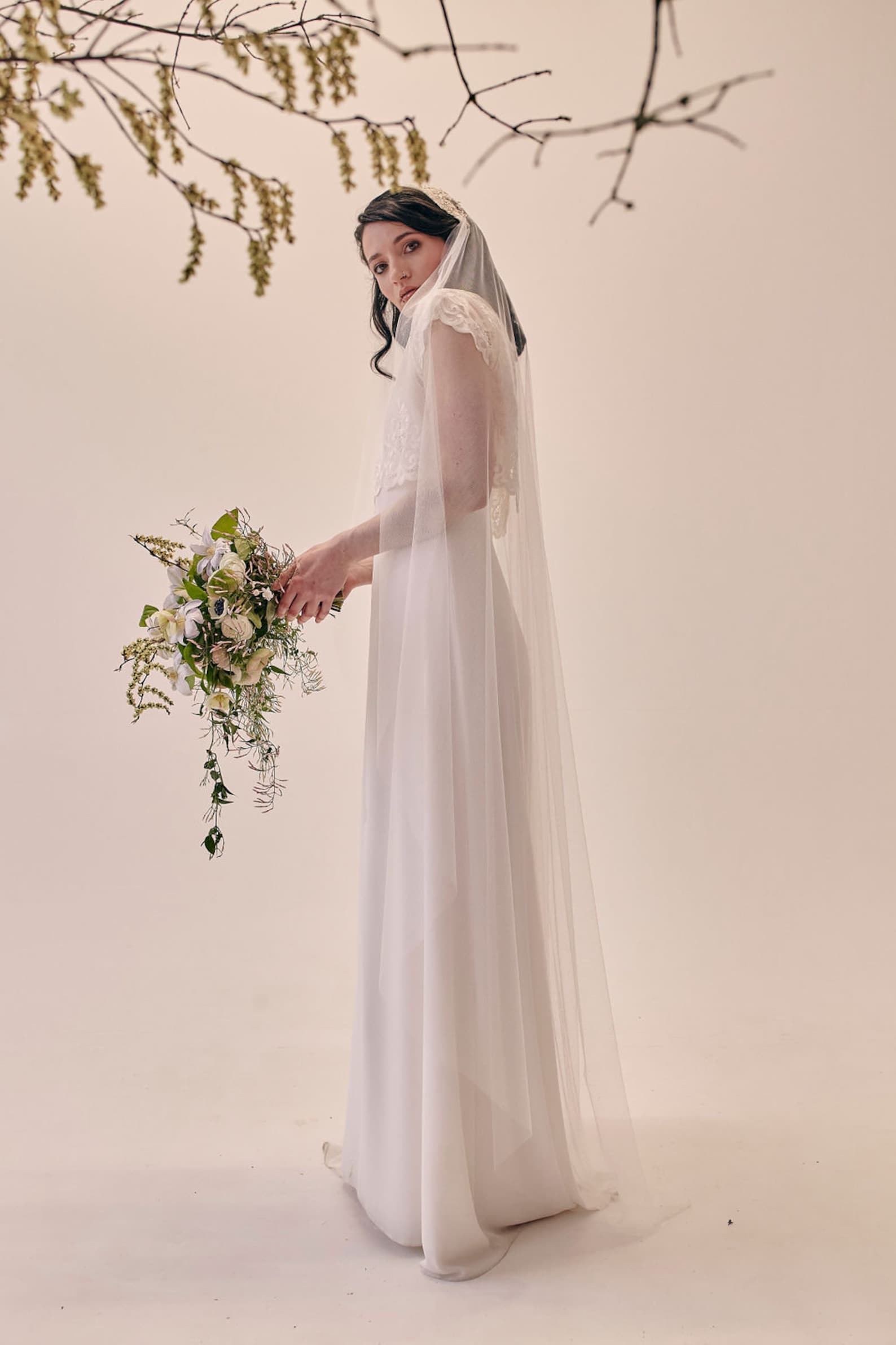 ARCADIA VINTAGE VEIL Juliette Cap Veil Champagne Veil - Etsy