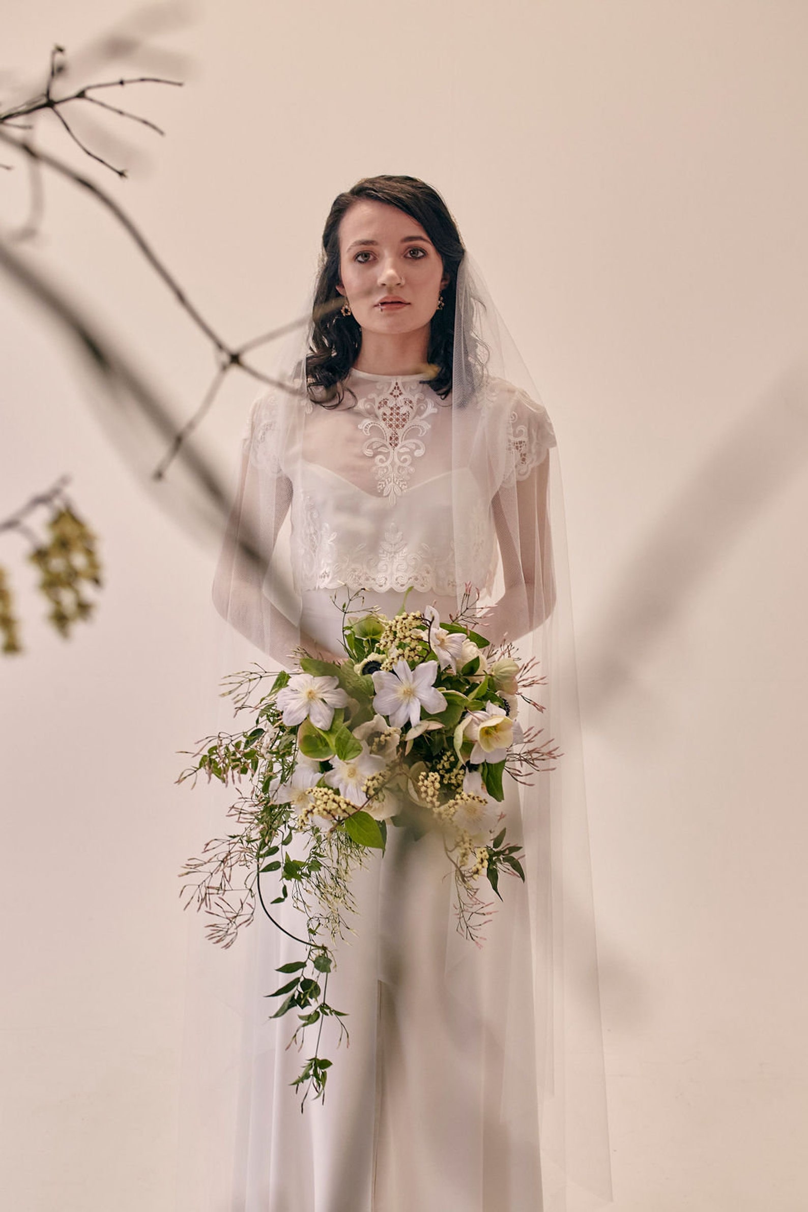 ARCADIA VINTAGE VEIL Juliette Cap Veil Champagne Veil - Etsy