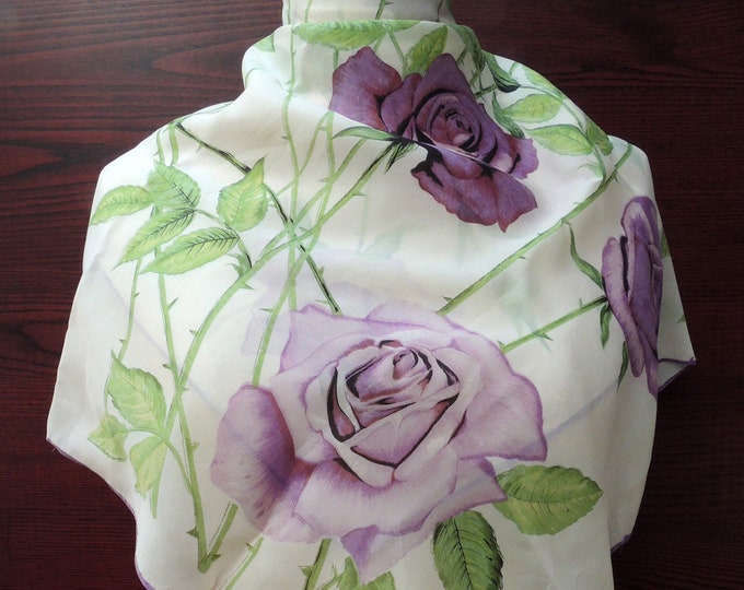 Vintage Cascading Roses Scarf: Retro Boho Headscarf - Etsy