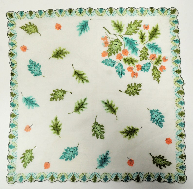 Retro falling Leaves Handkerchief: Vintage Keepsake something Old ...
