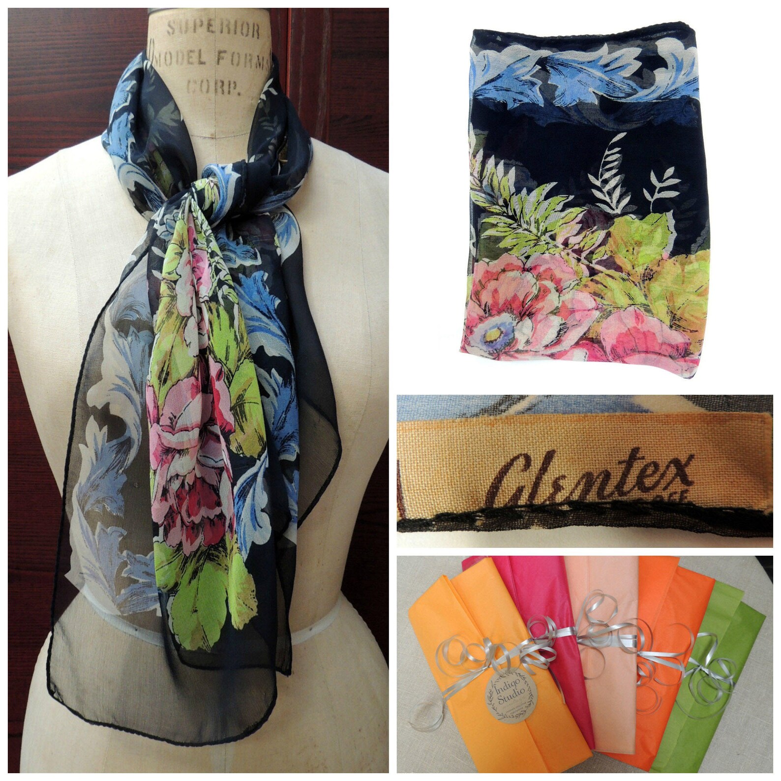 ROSES SHEER SCARF: Boho Headscarf Headband Head Cover Wrap - Etsy