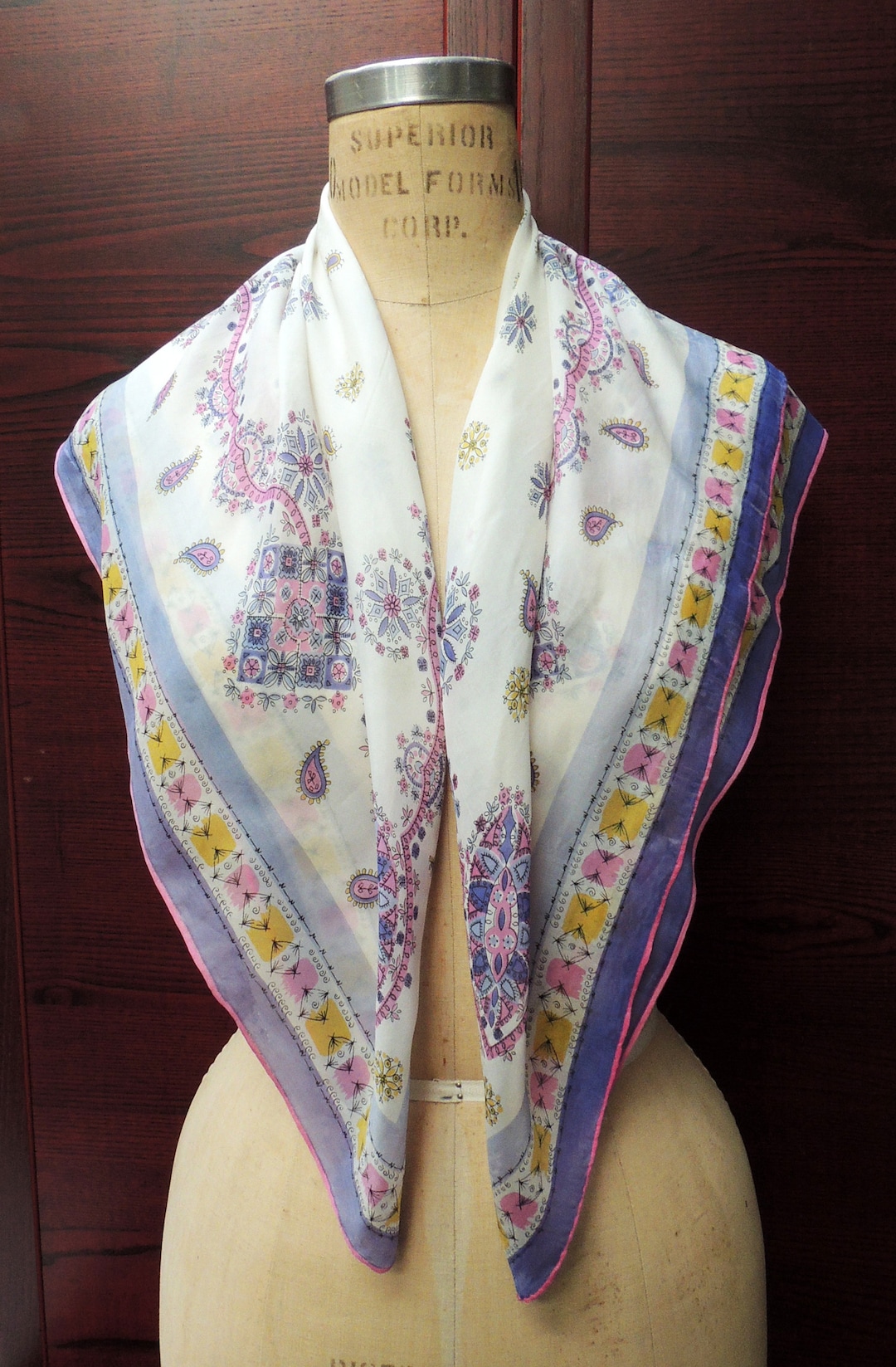 Retro "western Paisley" Silk Scarf: 1960s-80s Vintage Headscarf - Etsy