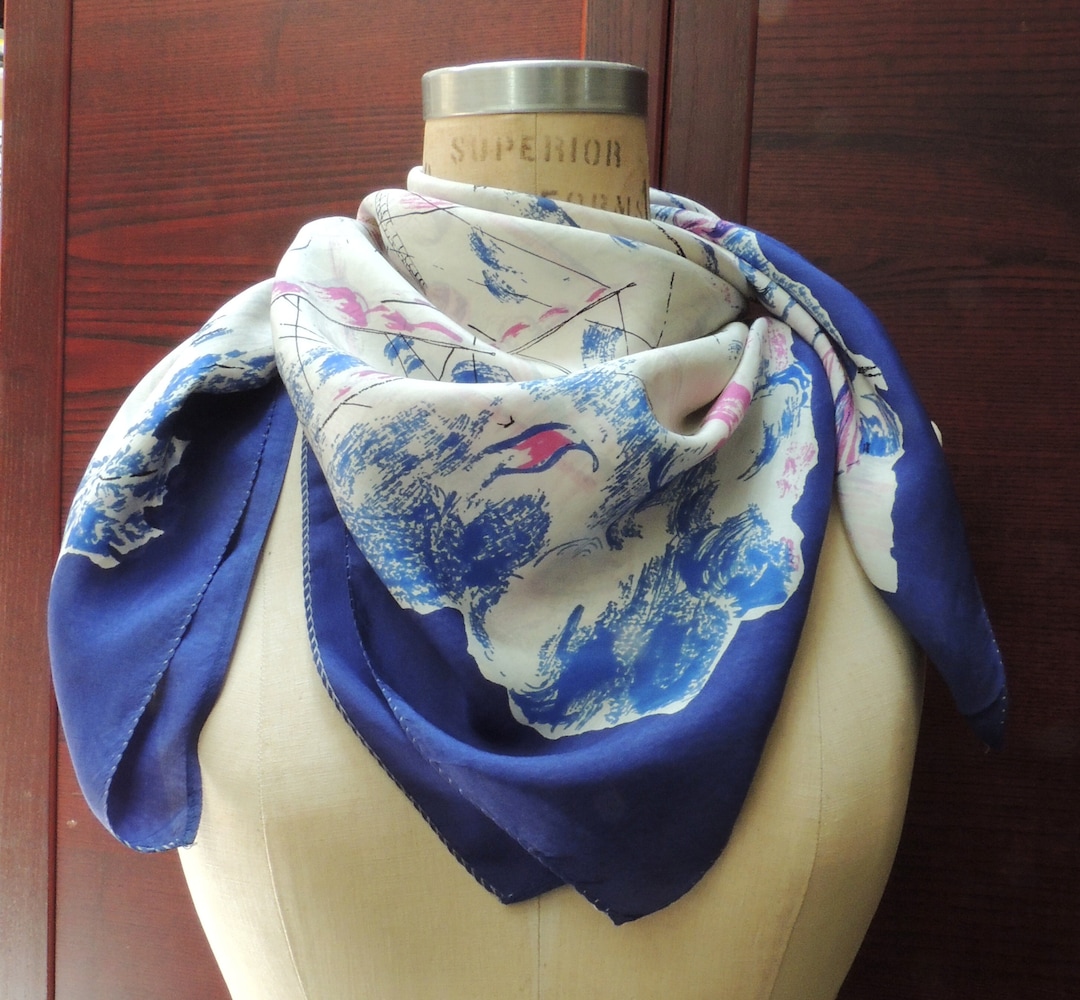 Vintage "venice" Scenes Scarf: Retro Boho Headscarf, Head Cover Wrap ...