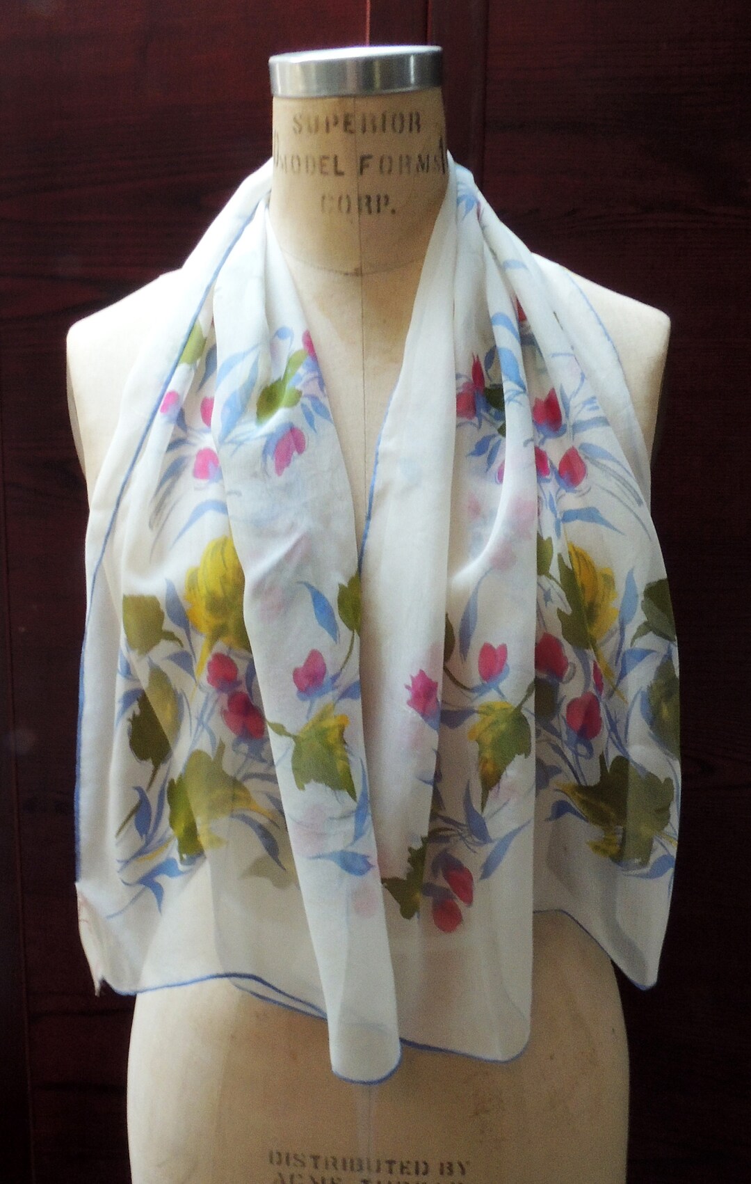 Vintage Lovely Sheer Silk Scarf: Retro Fashion Headscarf, Scarves for ...