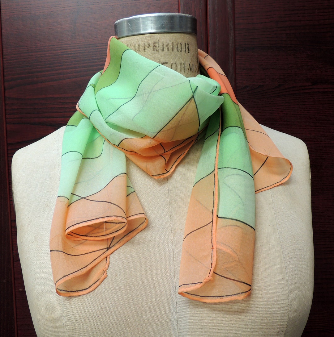 Deco Geo Sheer Scarf: Vintage Boho Headscarf, Headband, Head Cover Wrap ...