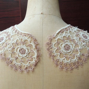 Vintage Tatting Lace Collar: 2-tone, Retro, Shaped Sew-on, Adult Size ...