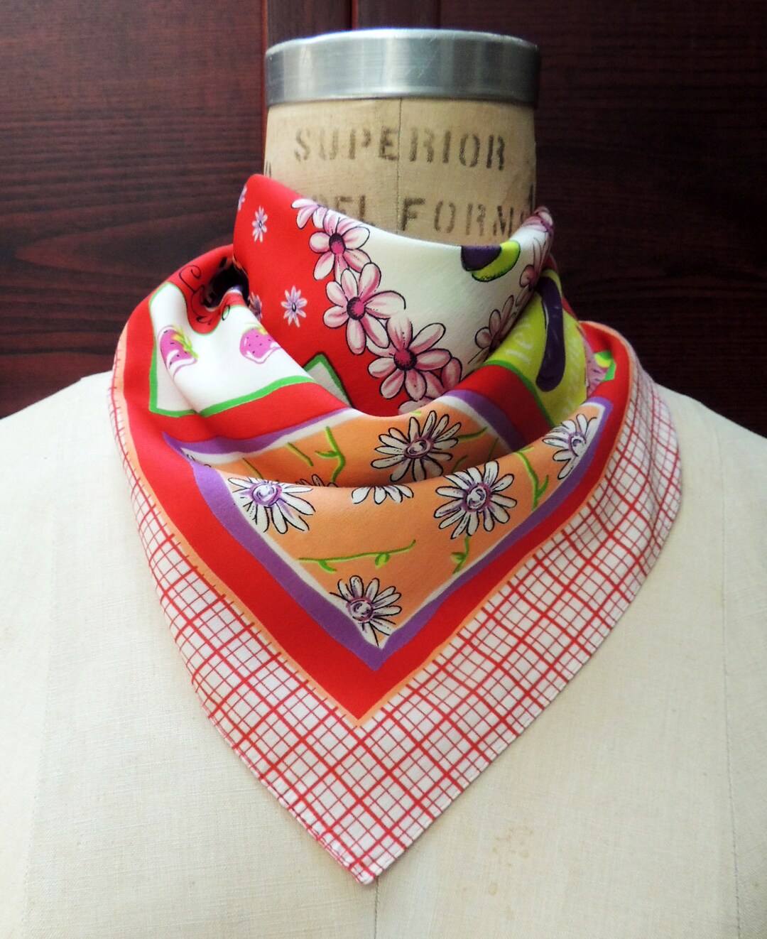 Fruit Vintage Scarf: Retro Fashion Headscarf, Head Cover or Wrap ...
