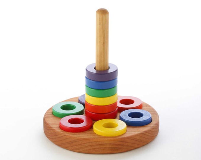 Wooden Ring Stacker Toy - Montessori - Round Stacker - Nesting Toy ...