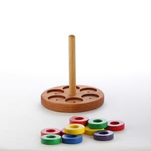 Wooden Ring Stacker Toy - Montessori - Round Stacker - Nesting Toy ...