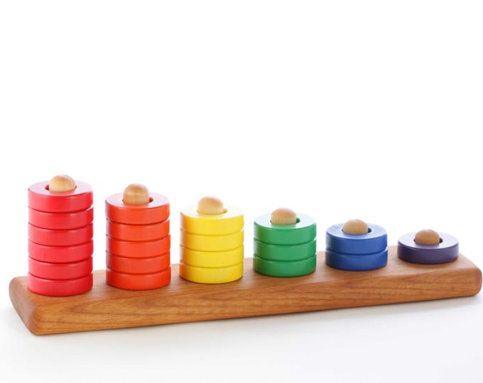 Wooden Toy Ring Stacker Rainbow Stacker Montessori Waldorf - Etsy