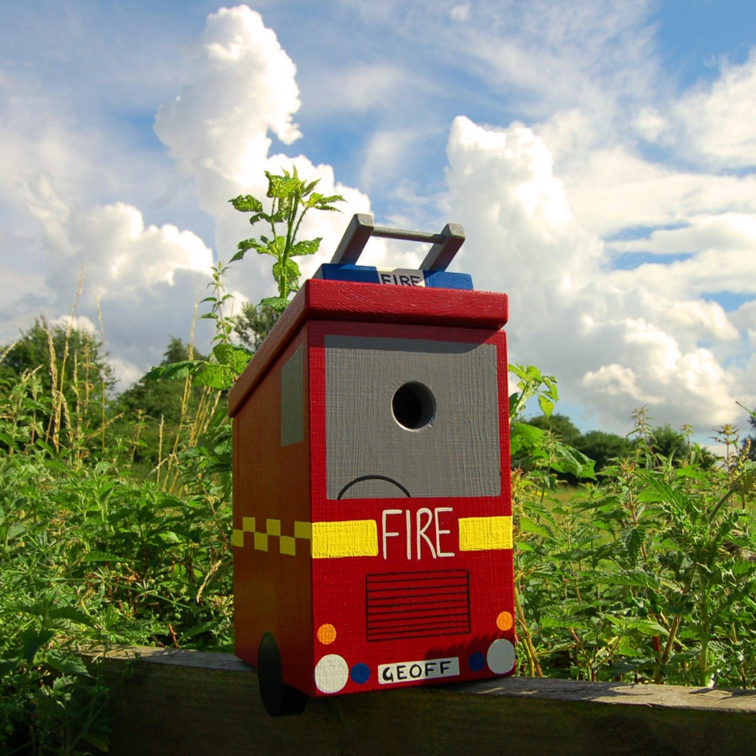 Personalised Fire Engine Bird Box - Firefighter Gift - Garden Gift - Etsy