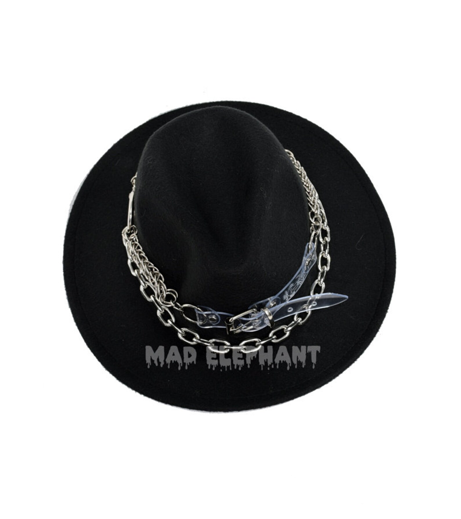 Black Felt Fedora Hat With Chainmail Hatband for Hat Gothic - Etsy