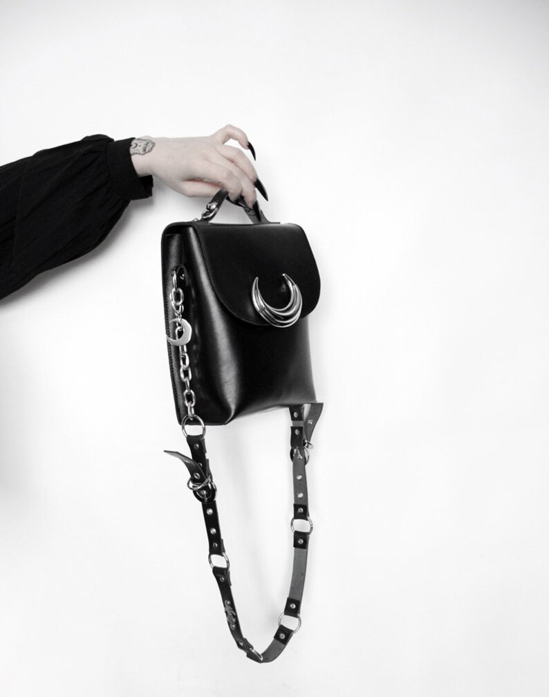 Leather Top Handle Bag With Moon Symbol Lunar Sign Handbag - Etsy
